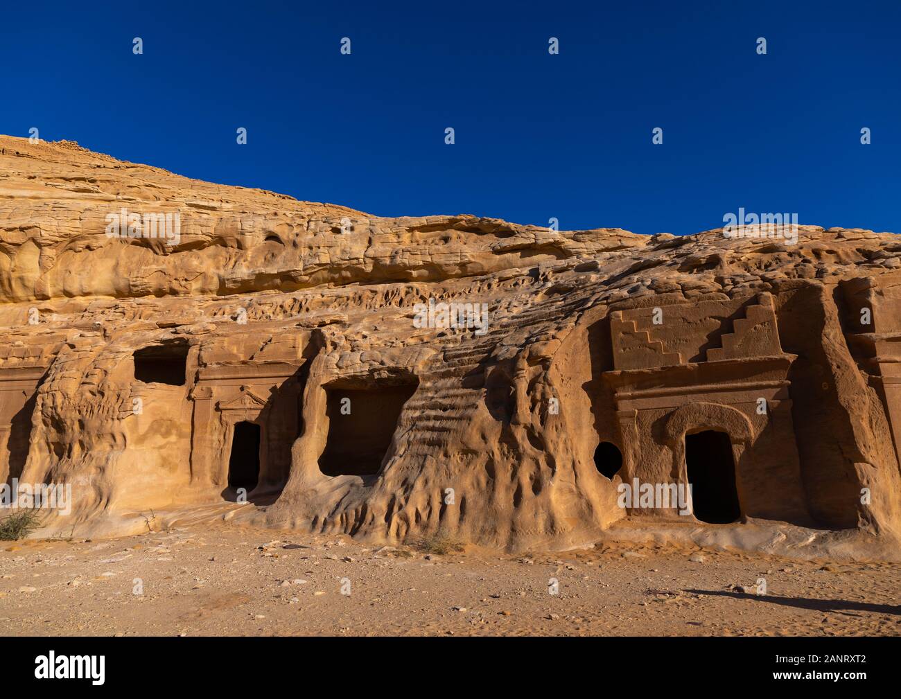 Nabataean tombs in al-Hijr archaeological site in Madain Saleh, Al ...