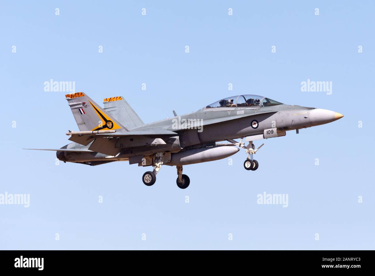 Royal Australian Air Force (RAAF) McDonnell Douglas F/A-18B Hornet jet ...