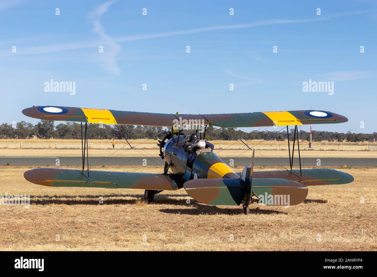 Avro Cadet vintage military biplane used by the Royal Australian Air ...