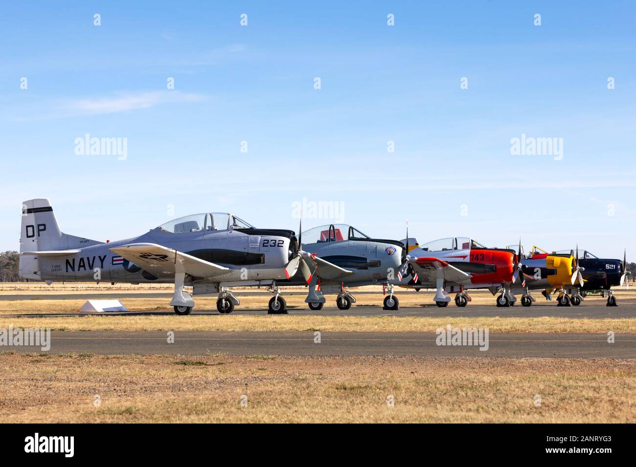 Five North American T-28 Trojan aircraft formerly used by for pilot ...