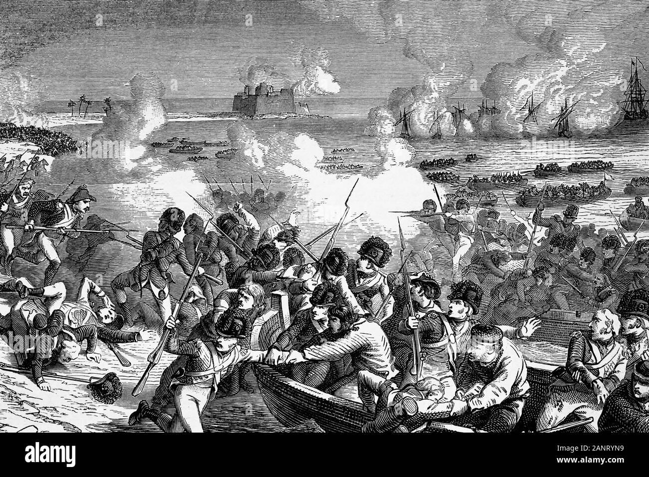 Battle of Abukir. 8th March 1801. Egypt. Napoleonic wars. Antique ...