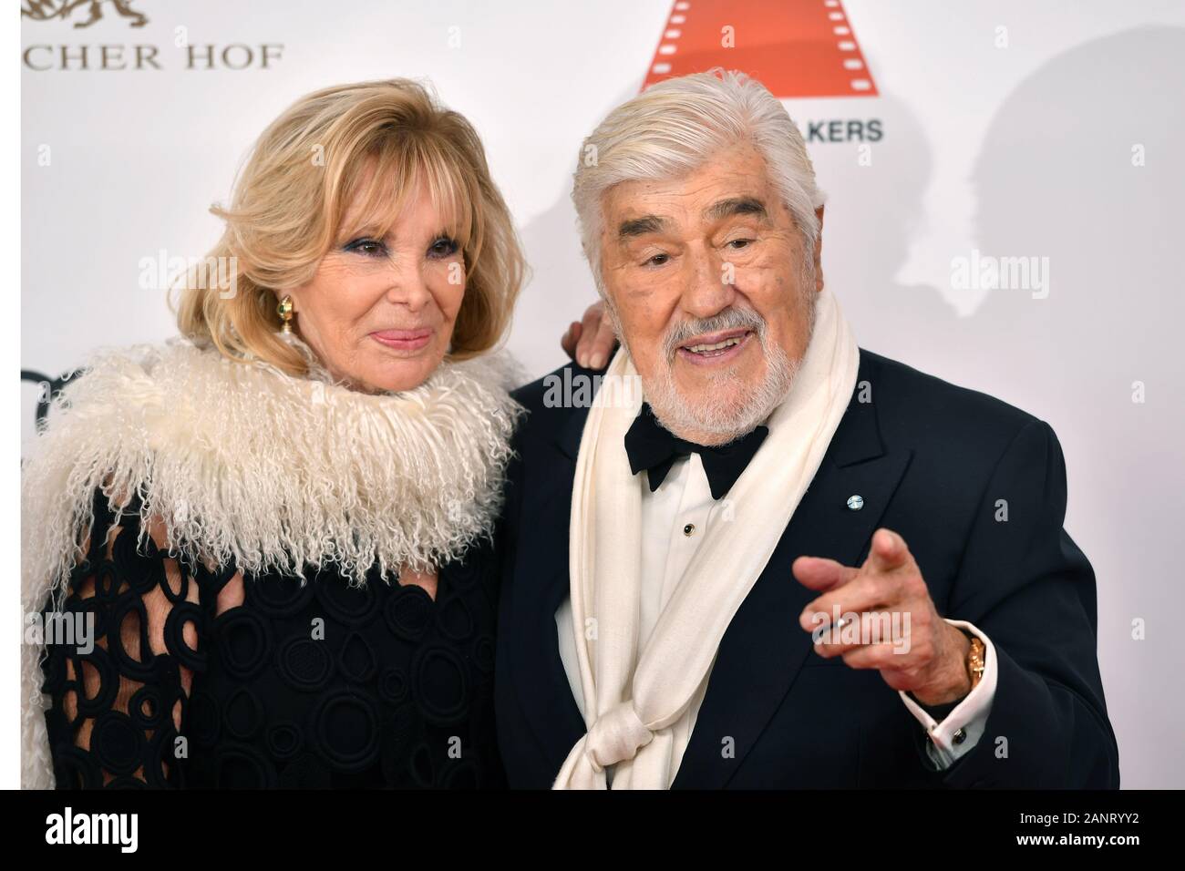 Mario ADORF (actor), with wife Monique. 47th German Filmball Red Carpet ...