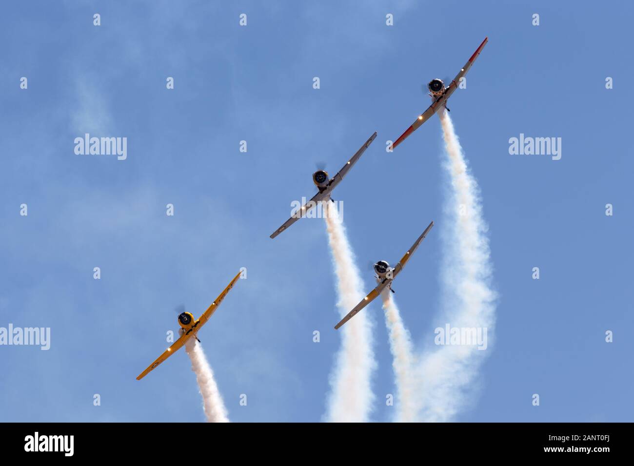 Four North American AT-6 Harvard single engine military training ...