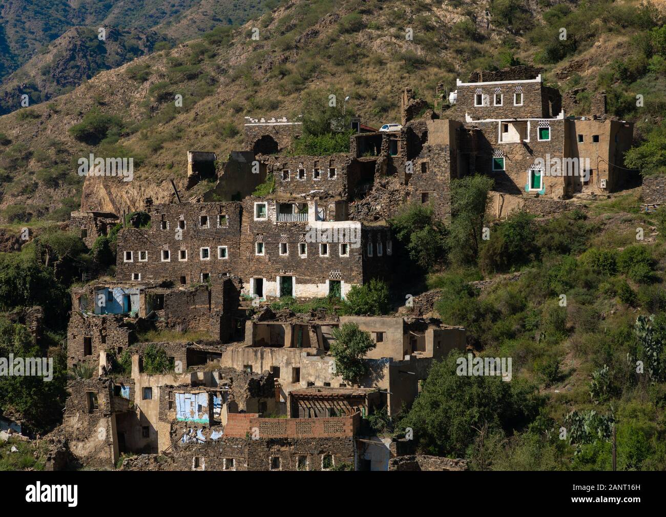 Multi-storey houses made of stones , Asir province, Rijal Alma, Saudi ...