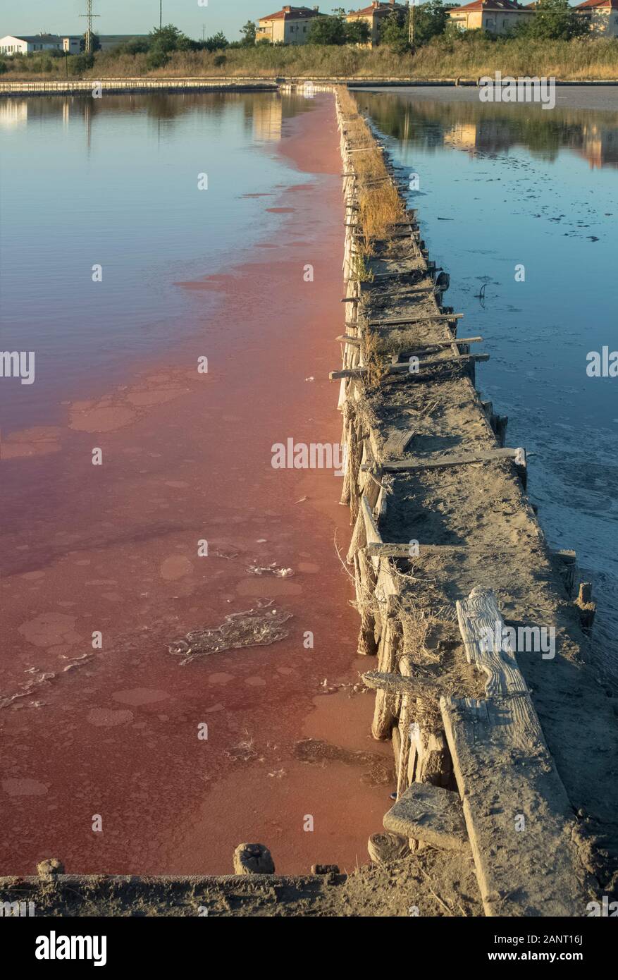 The colors of the salt mines and the path between them Stock Photo - Alamy