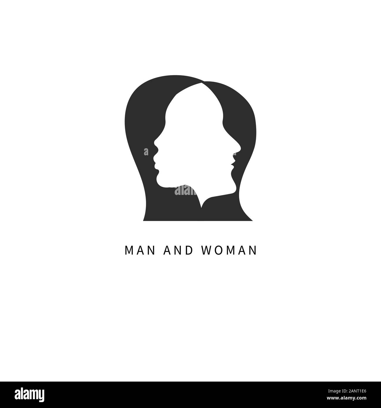 Two profiles, man and woman, family psychology icon, couple logo ...