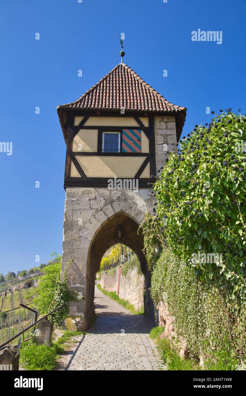 a medieval gate tower in Esslingen, Baden-Württemberg, Germany Stock ...