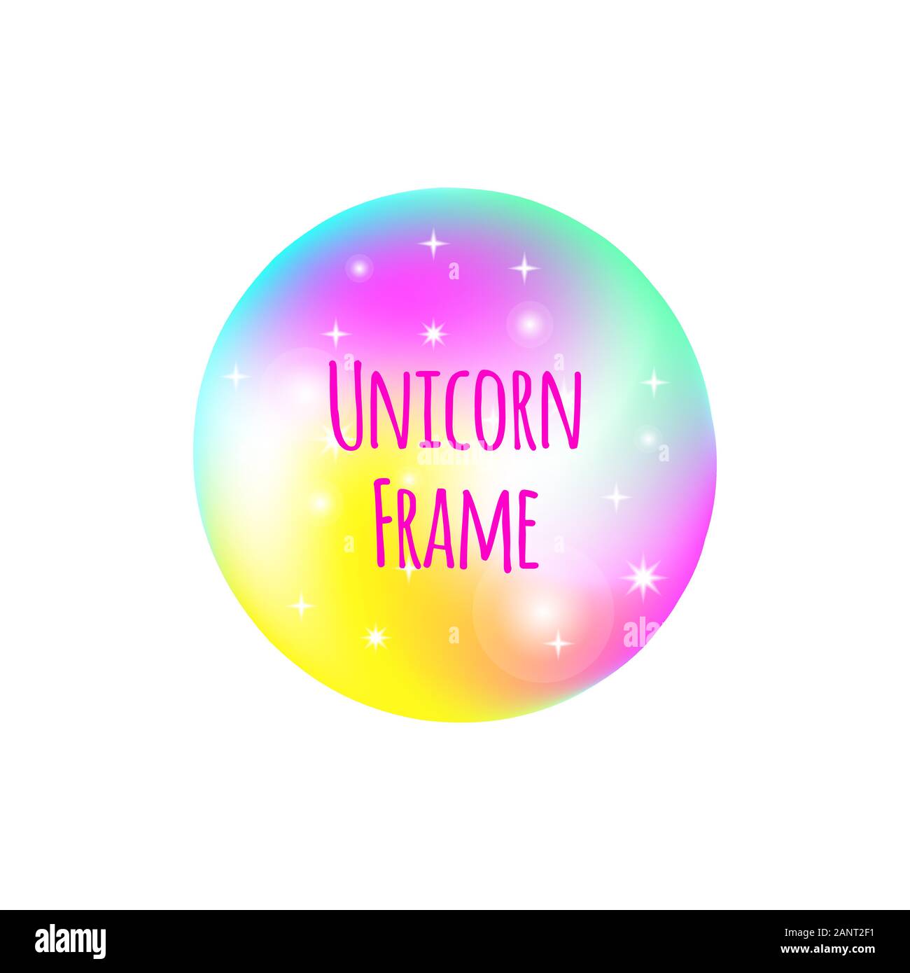 Unicorn or mermaid frame, gradient princess border, blue and pink ...