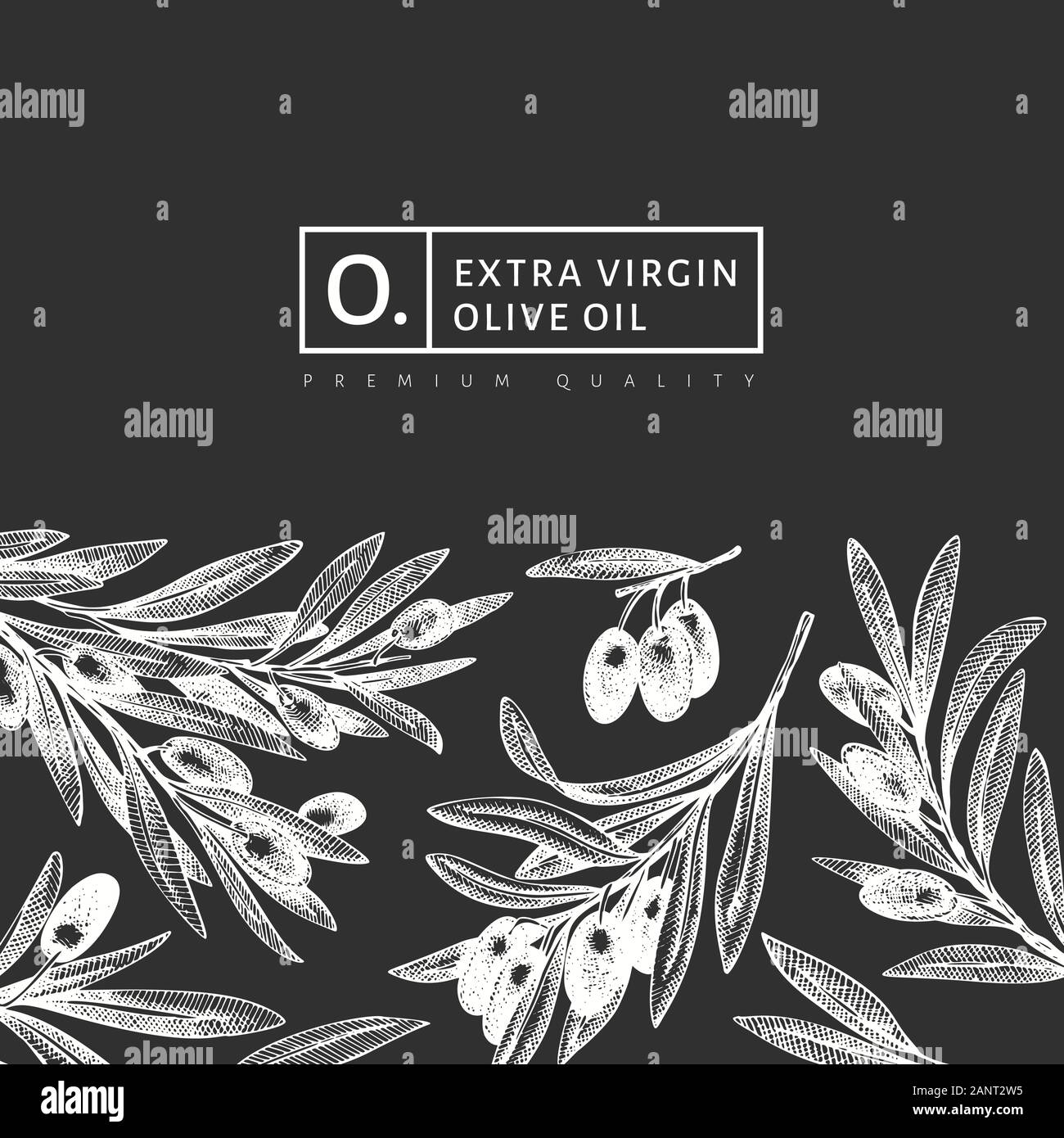 Olive branch design template. Hand drawn vector food illustration on ...