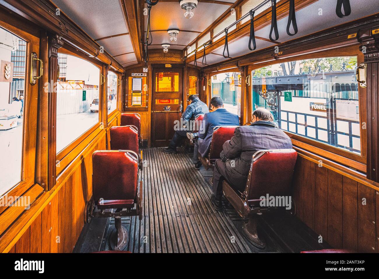Interior of Beyoglu old red tram, Beyoglu/Istanbul/Turkey Stock Photo ...
