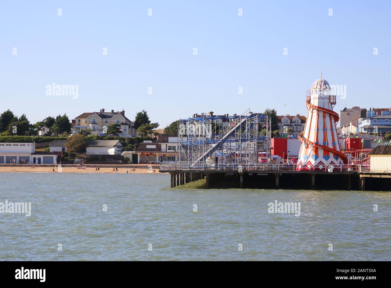 the pier and rides at clacton on sea on the essex coast Stock Photo - Alamy