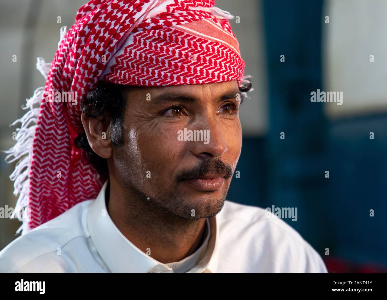 Portrait of a saudi man wearing a keffiyeh, Najran Province, Najran ...