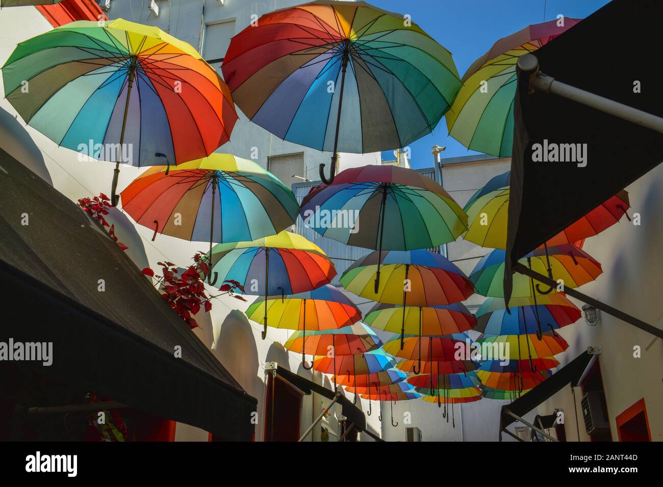 colorful umbrella arrangement as beautiful decoration Stock Photo - Alamy