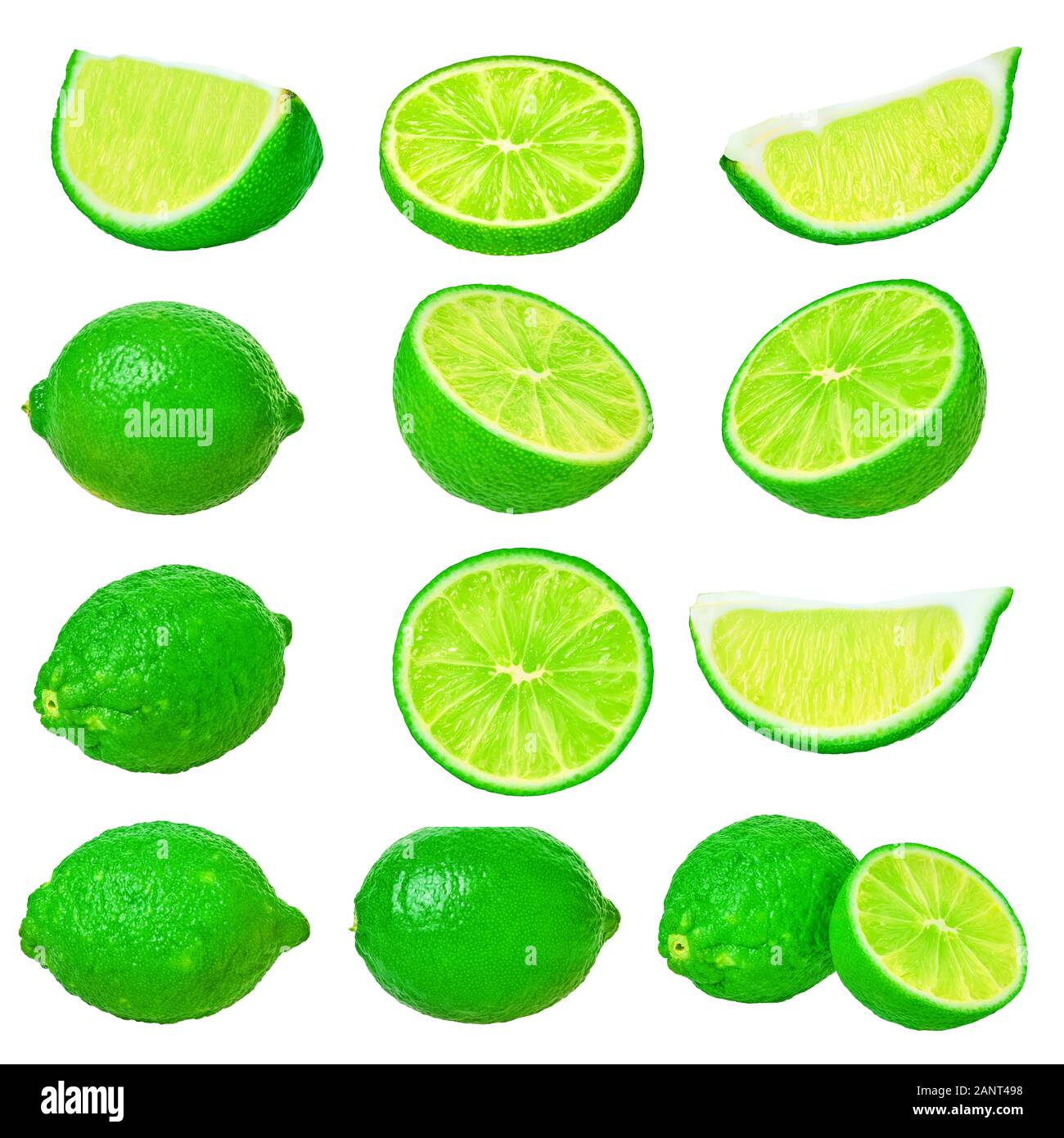 set of lime on a white isolated background with clipping path Stock ...