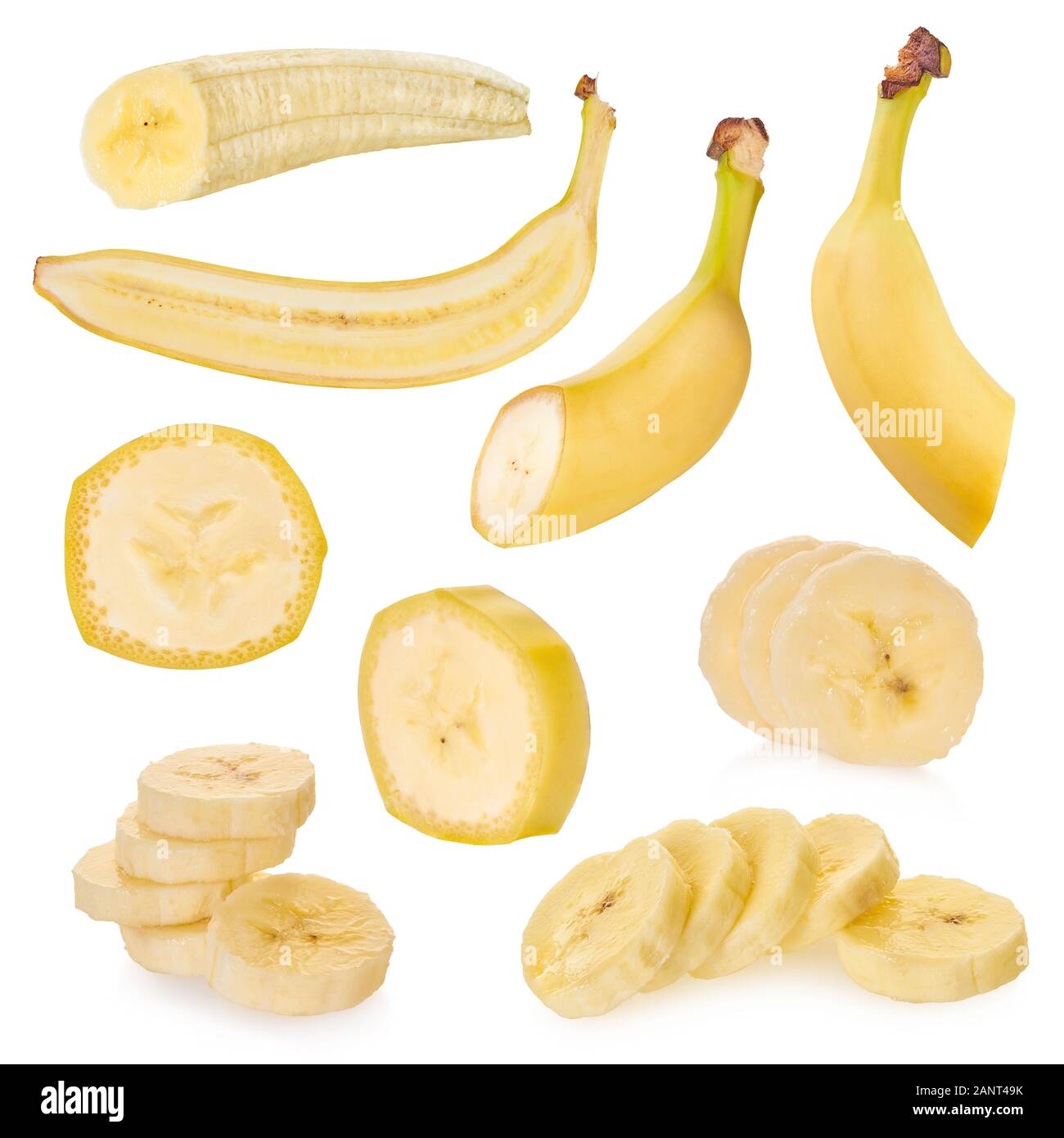 set of bananas on a white isolated background with clipping path Stock ...
