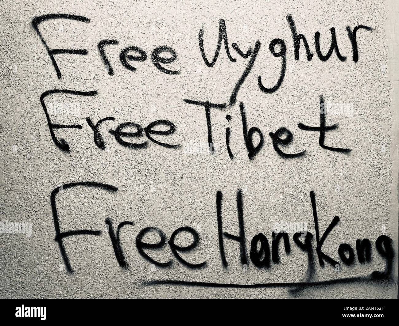 Freedom graffiti after massive New Year’s Day (1st January 2020) pro ...