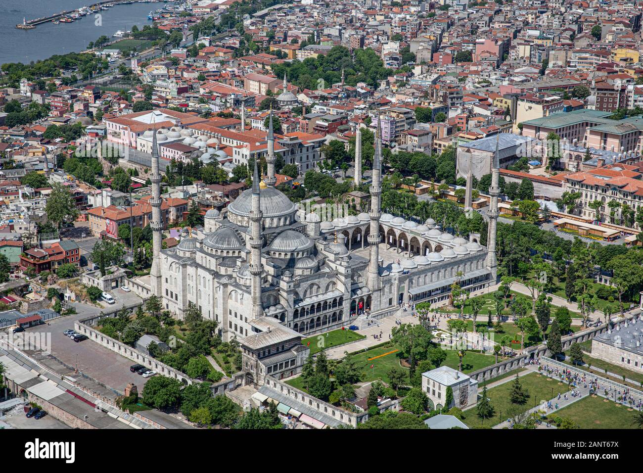 Istanbul, Turkey; historical peninsula aerial photo. Blue Mosque ...