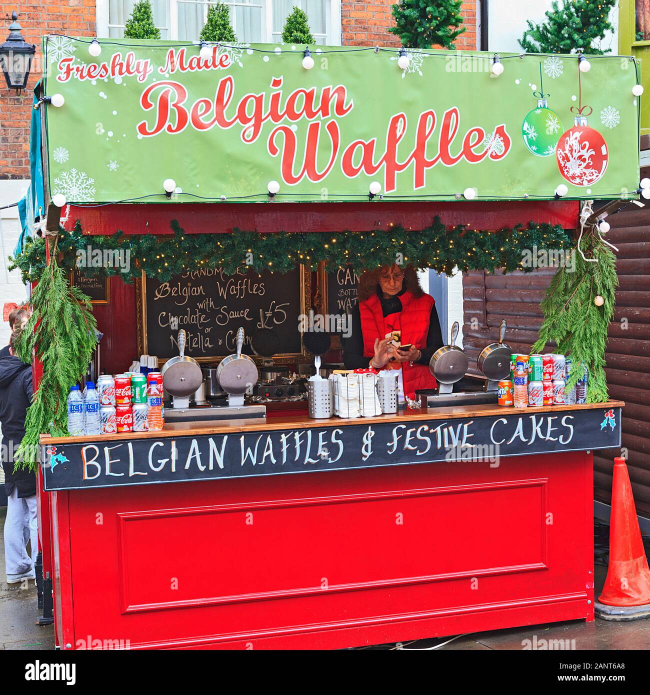 Belgium Waffle stall at the Lincoln Christmas Market Lincolnshire UK ...