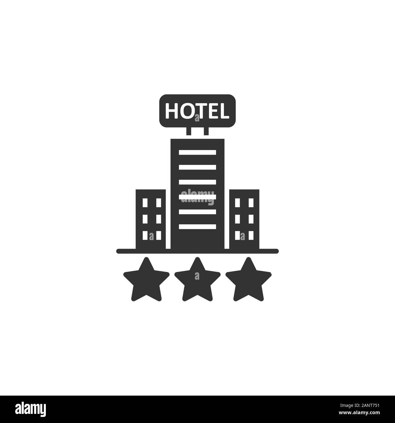 Hotel 3 stars sign icon in flat style. Inn building vector illustration ...