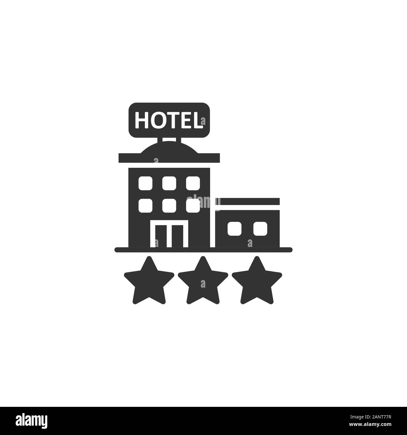 Hotel 3 stars sign icon in flat style. Inn building vector illustration ...