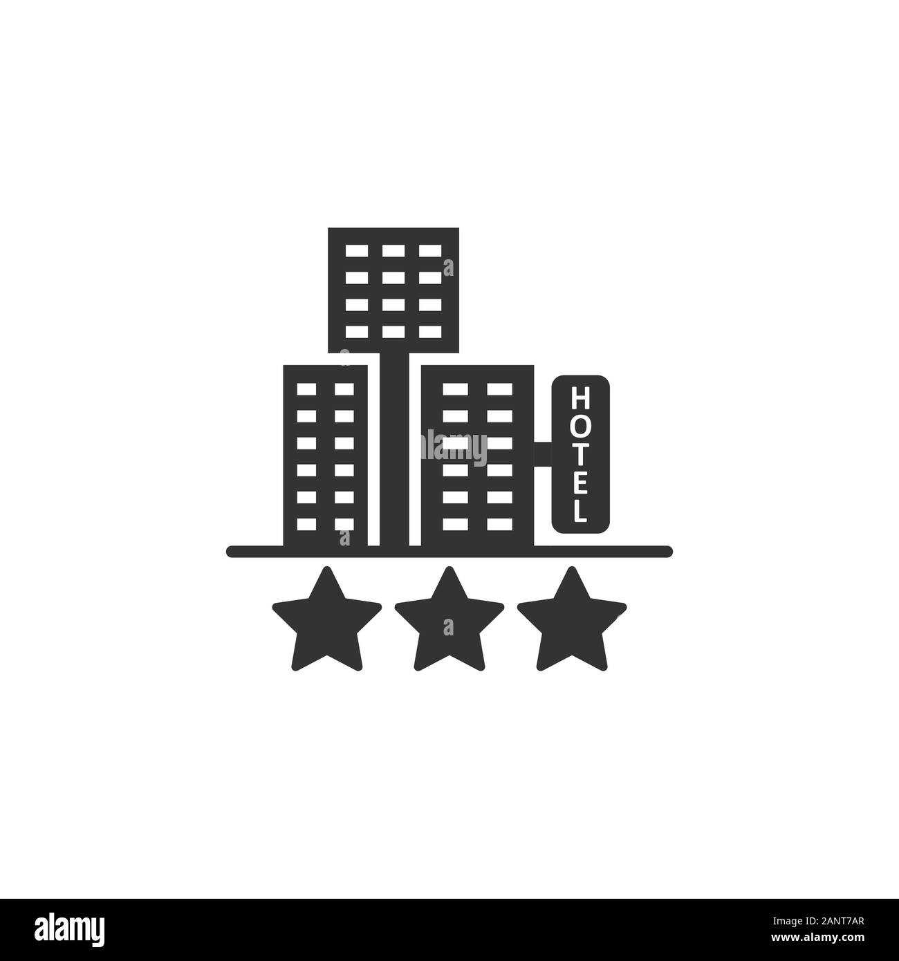 Hotel 3 stars sign icon in flat style. Inn building vector illustration ...