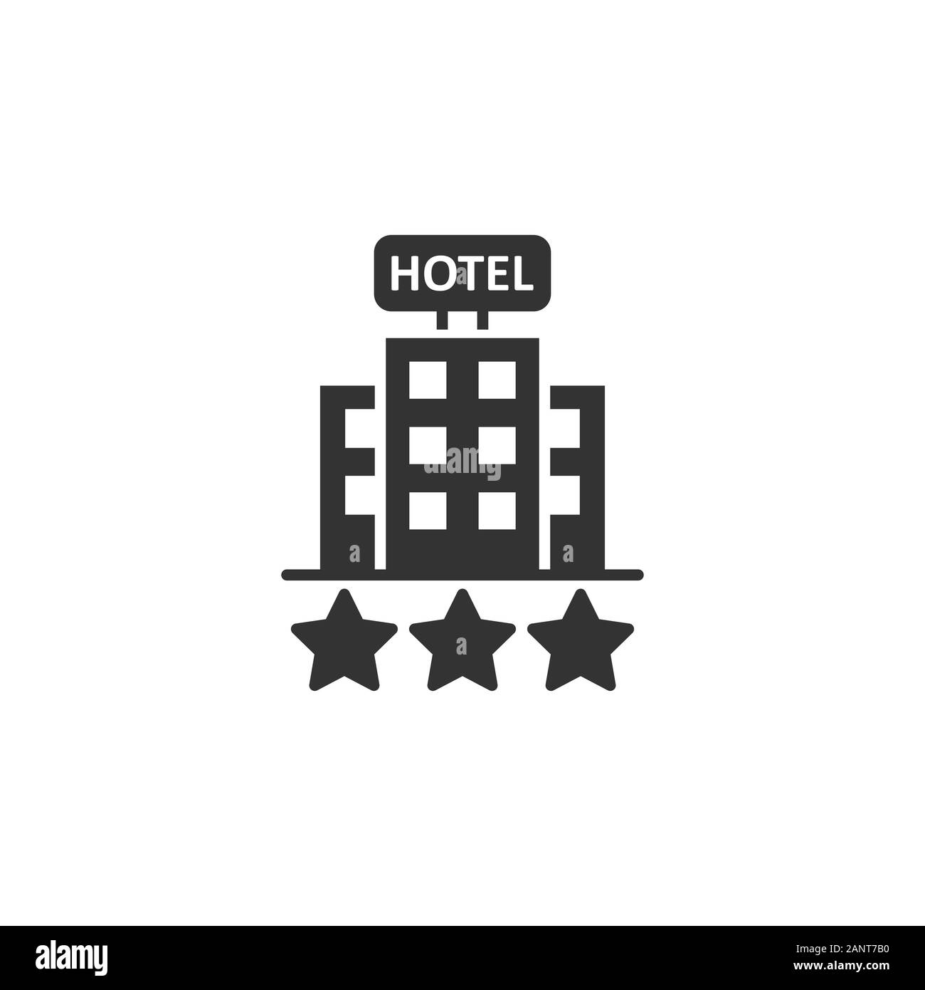 Hotel 3 stars sign icon in flat style. Inn building vector illustration ...