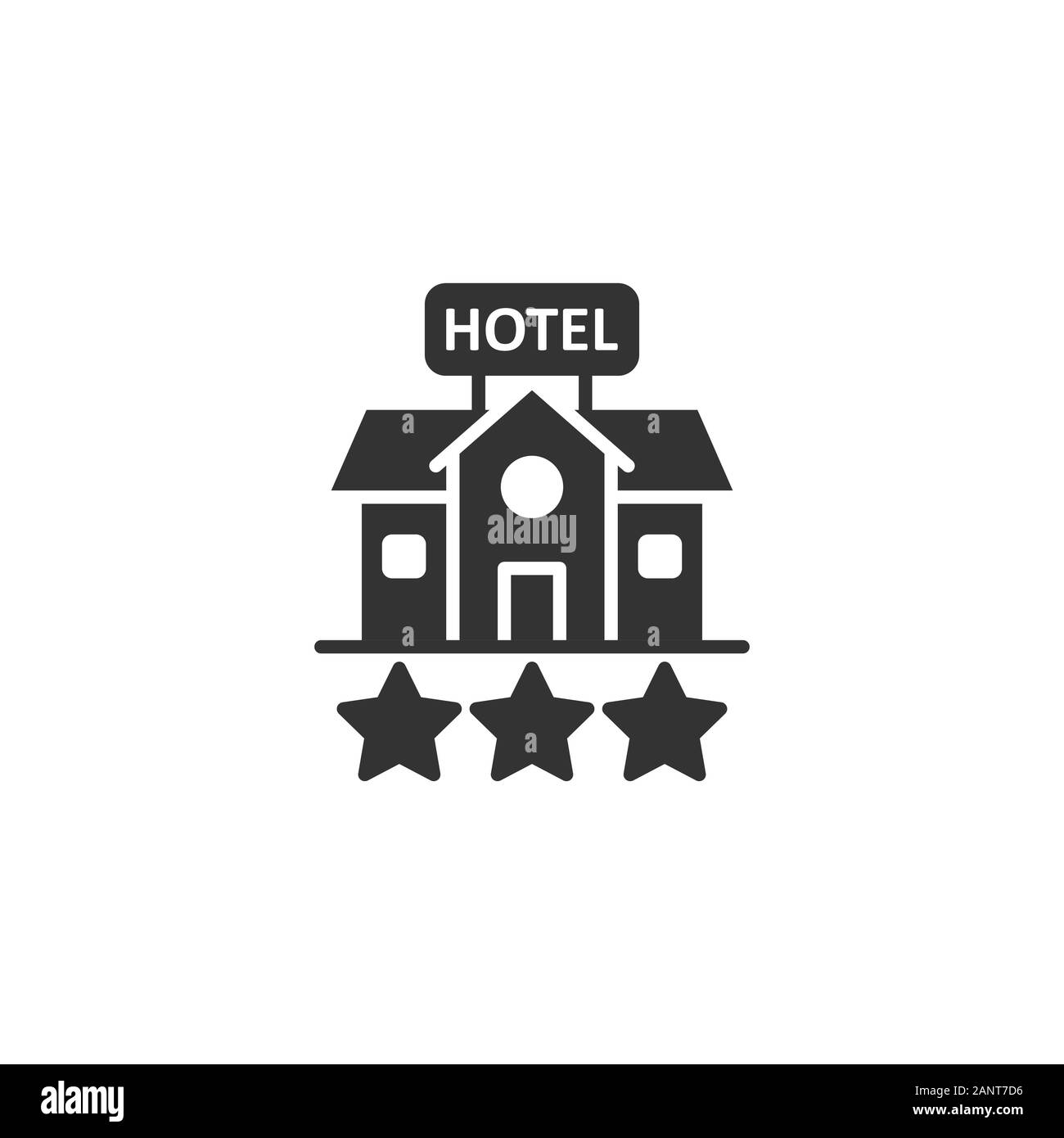 Hotel 3 stars sign icon in flat style. Inn building vector illustration ...