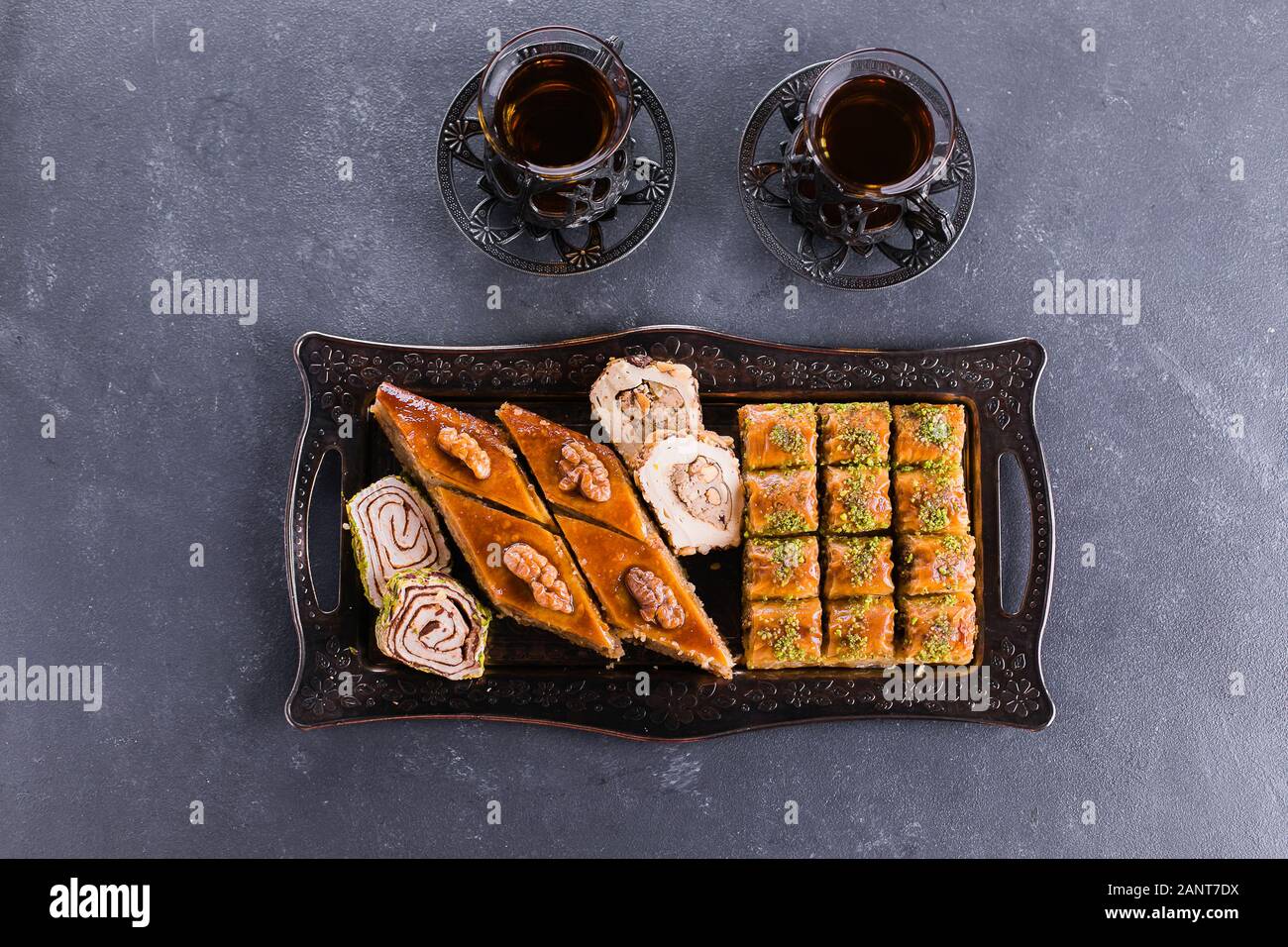 Baklava. Ramadan Dessert. Assortment of Arabic dessert with nuts and ...