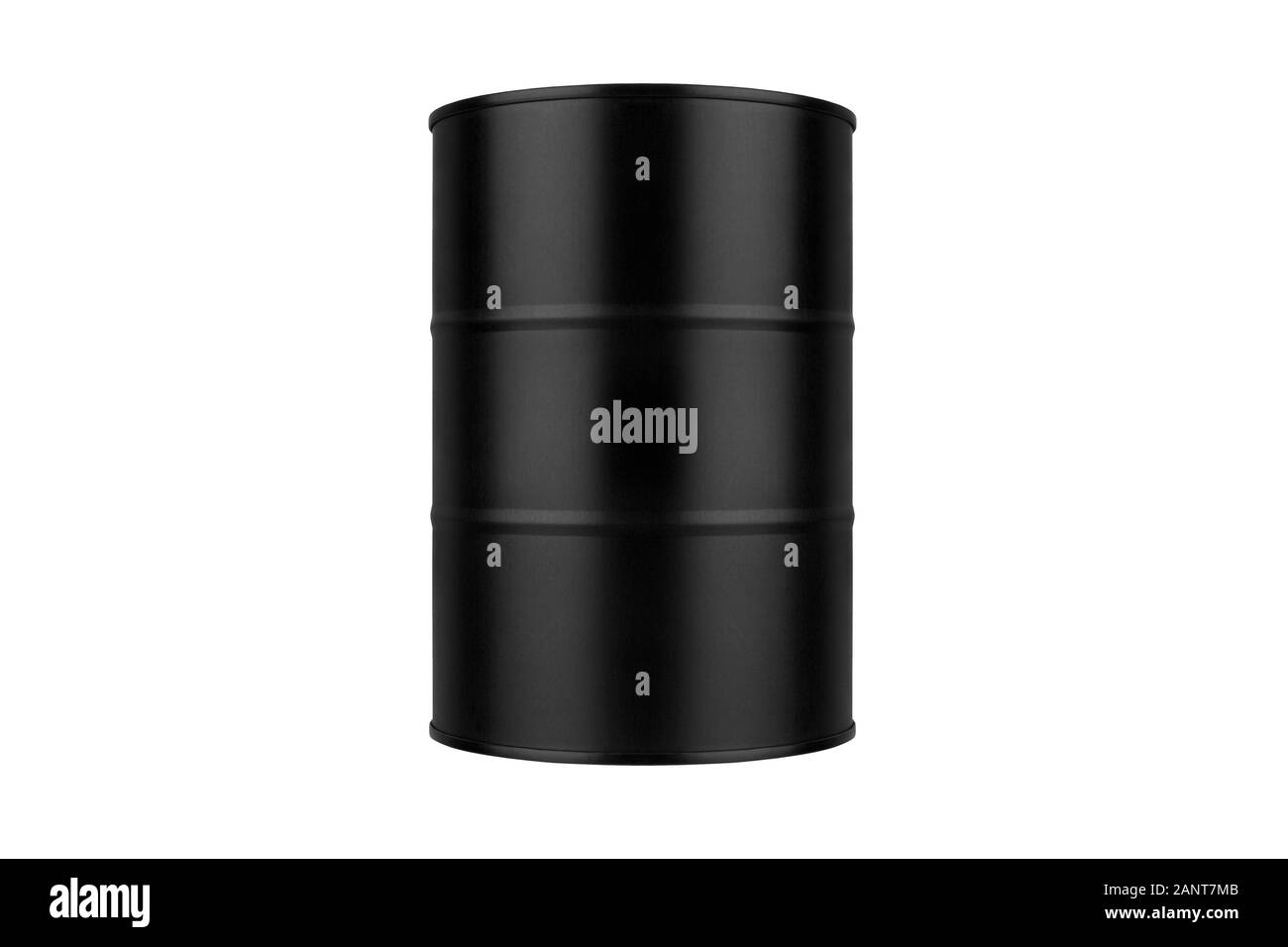 Black round metal barrel on white background isolated close up, oil ...