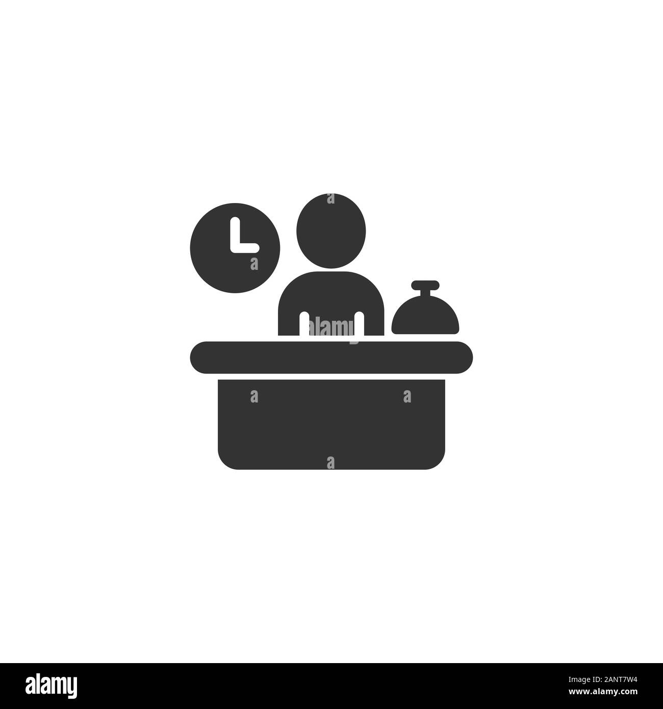 Check in reception icon in flat style. Booking service vector ...