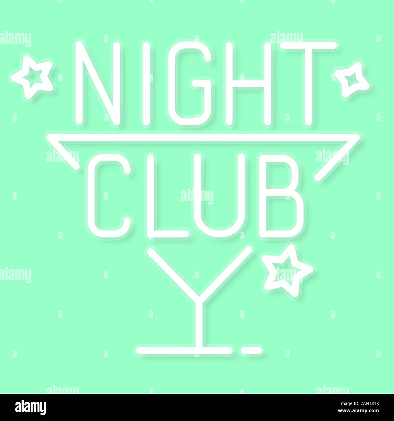 Night Club . City Sign Neon. Logo, Emblem. Bright Signboard Light ...