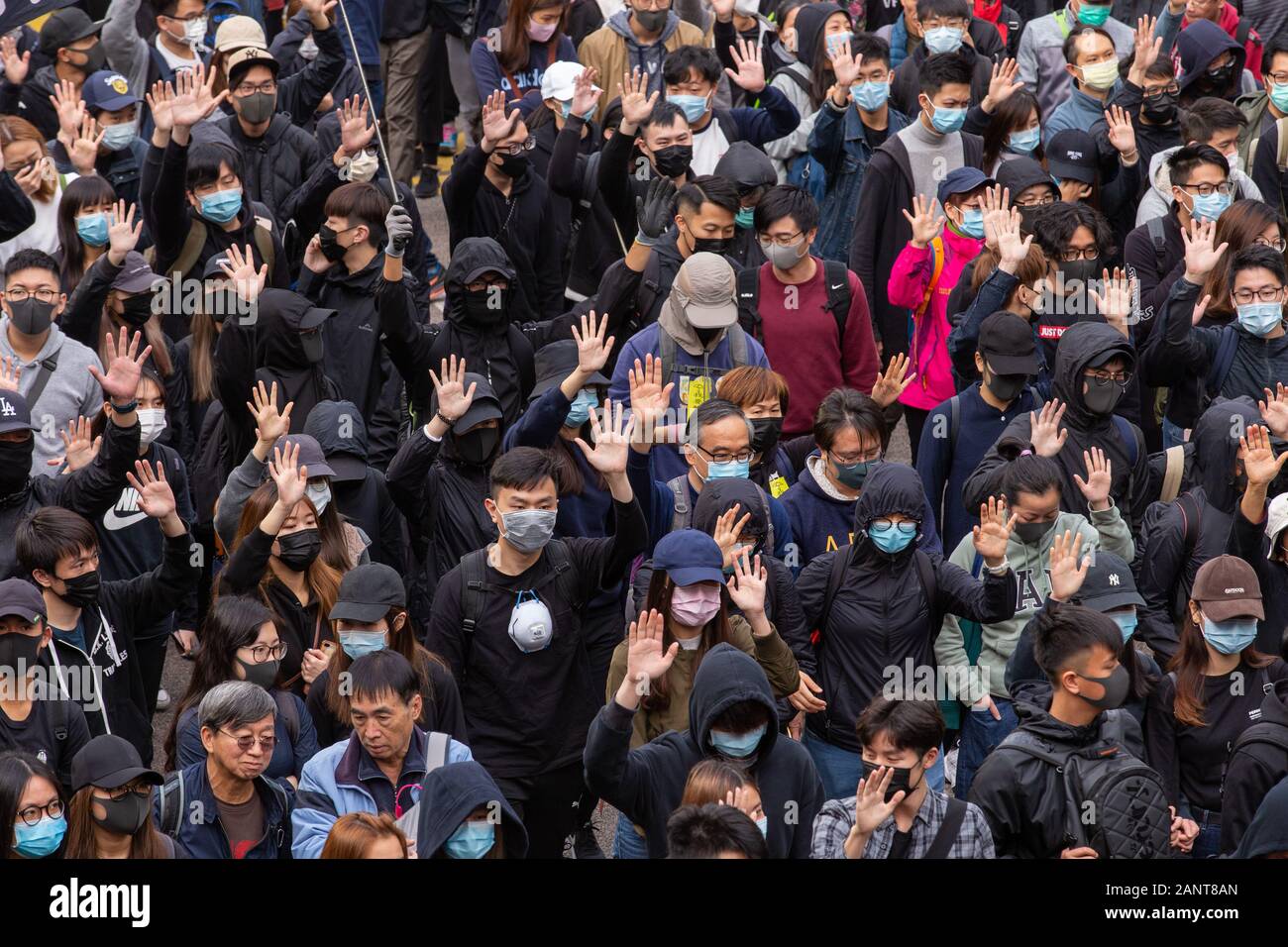 Hong Kong, China. 19th Jan, 2020. Crowd gathering at Hong Kong Protest ...