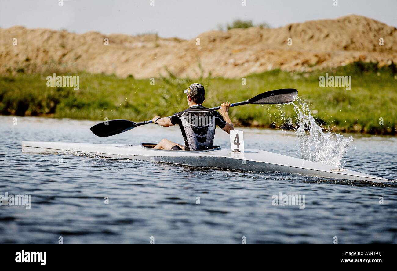 back athlete kayaker rowing kayaking competition race Stock Photo - Alamy