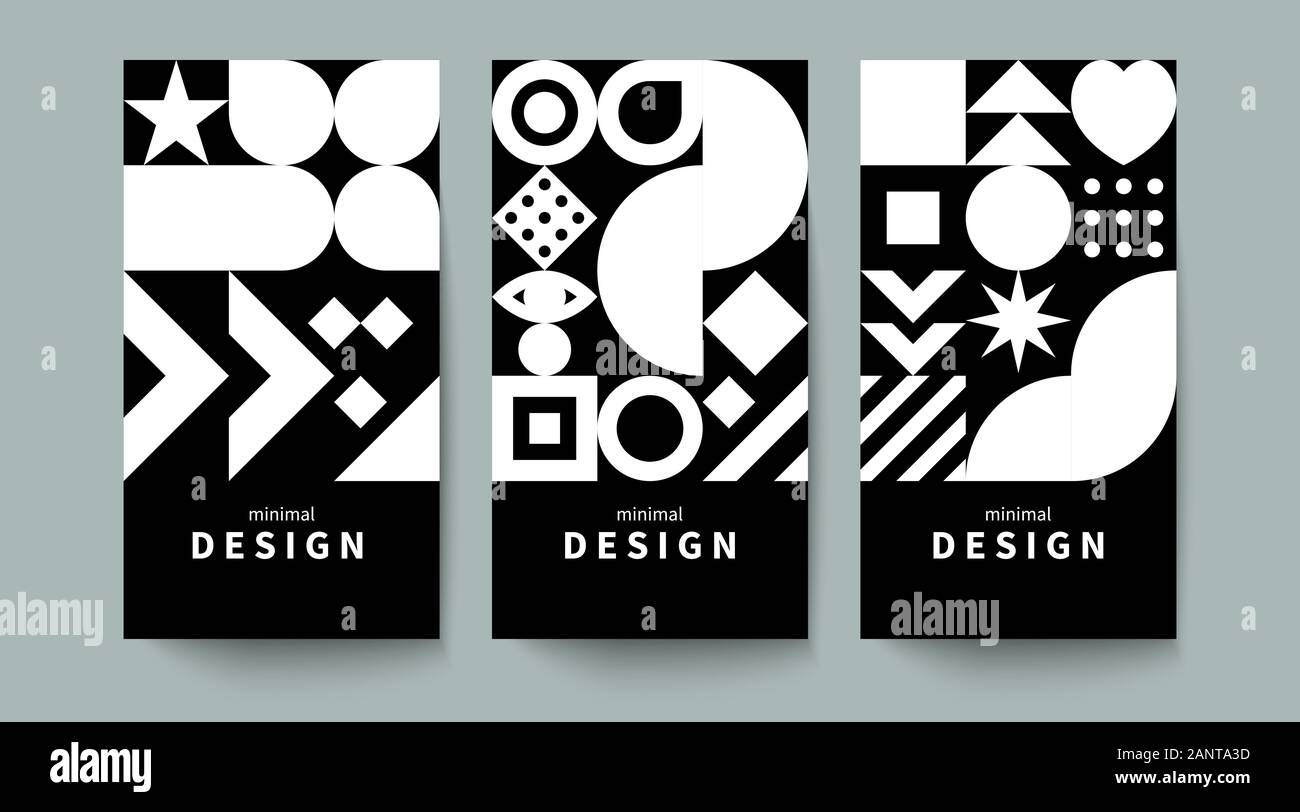 Vertical monochrome flyer in the style of scandinavian design ...