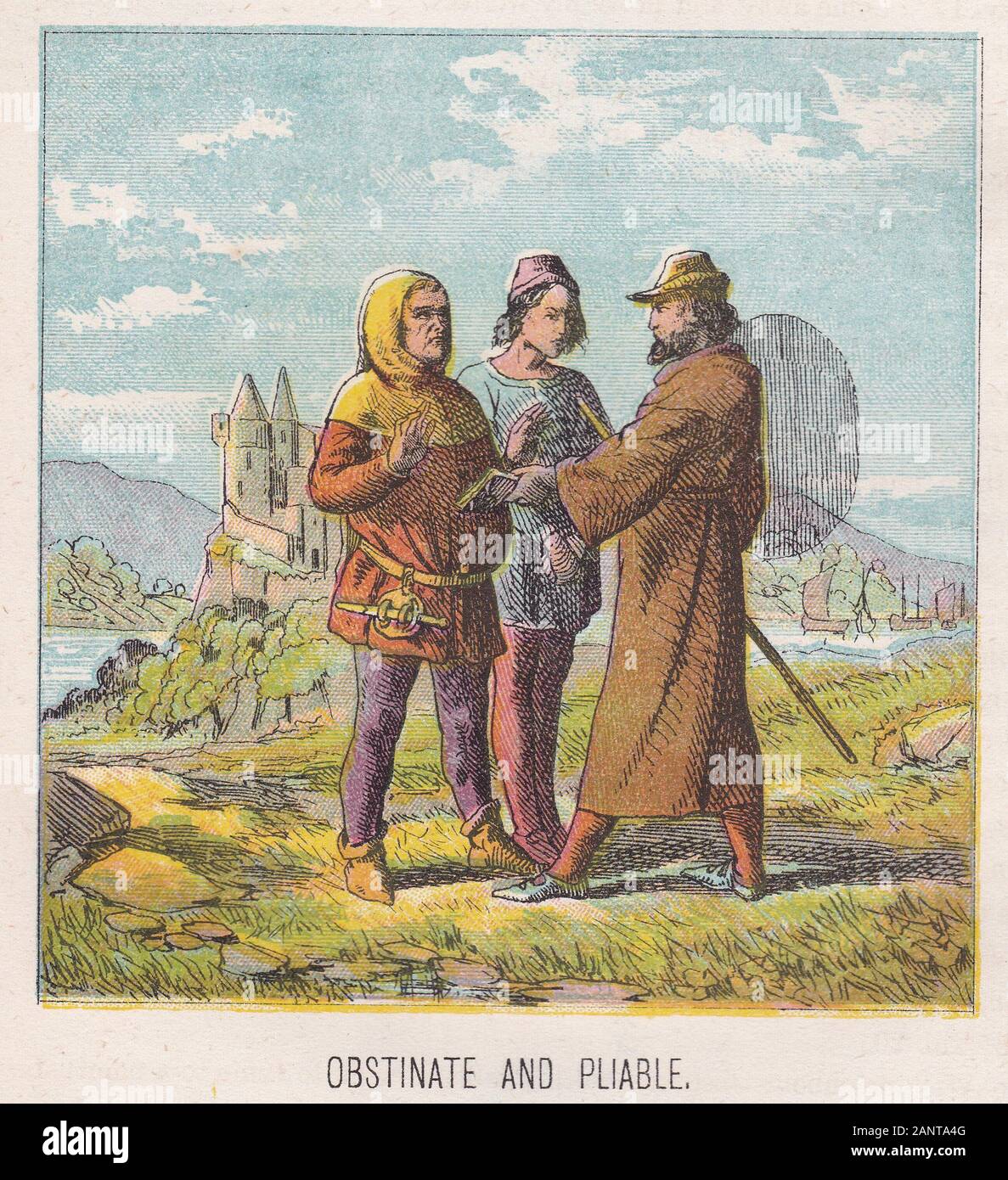 The Pilgrim's Progress illustration 1900s - Obstinate and Pliable Stock ...