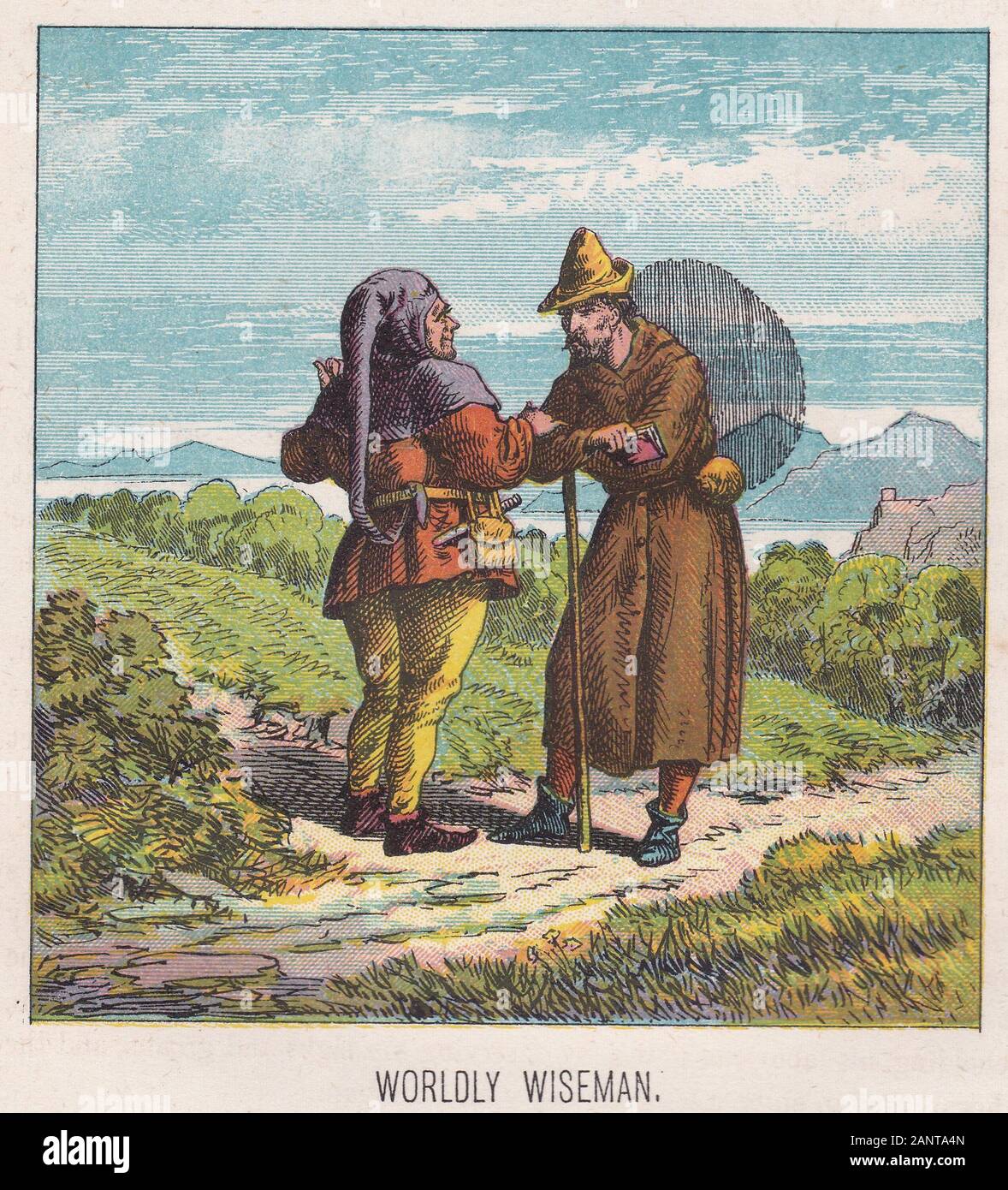The Pilgrim's Progress illustration 1900s - Worldly Wiseman Stock Photo ...