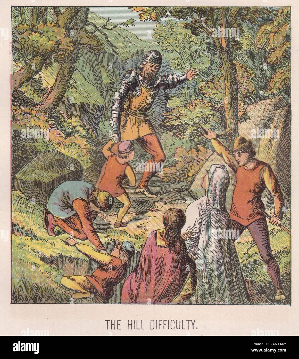 The Pilgrim's Progress illustration 1900s - The Hill Difficulty Stock ...