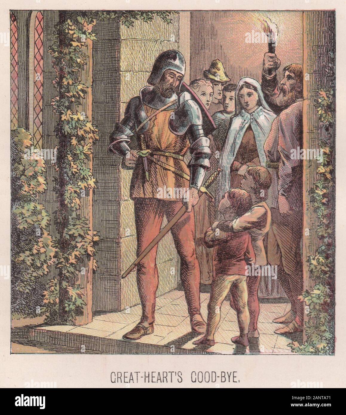 The Pilgrim's Progress illustration 1900s - Great-Heart's Goodbye Stock ...