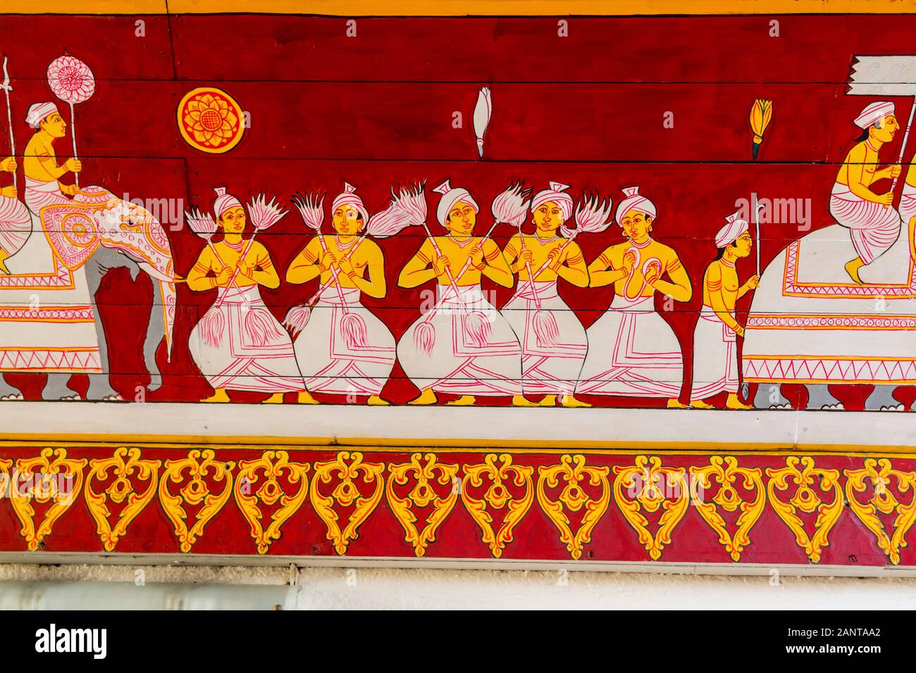 Religious paintings on the wall of Sri Dalada Maligawa or the Temple of ...