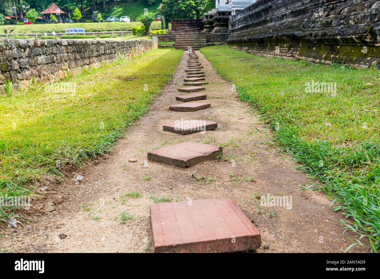 A row of tiled steps at Sri Dalada Maligawa or the Temple of the Sacred ...