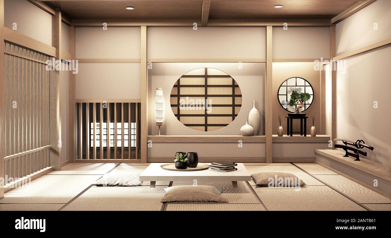 Ryokan japanese style on room wooden Very beautiful design. 3D ...