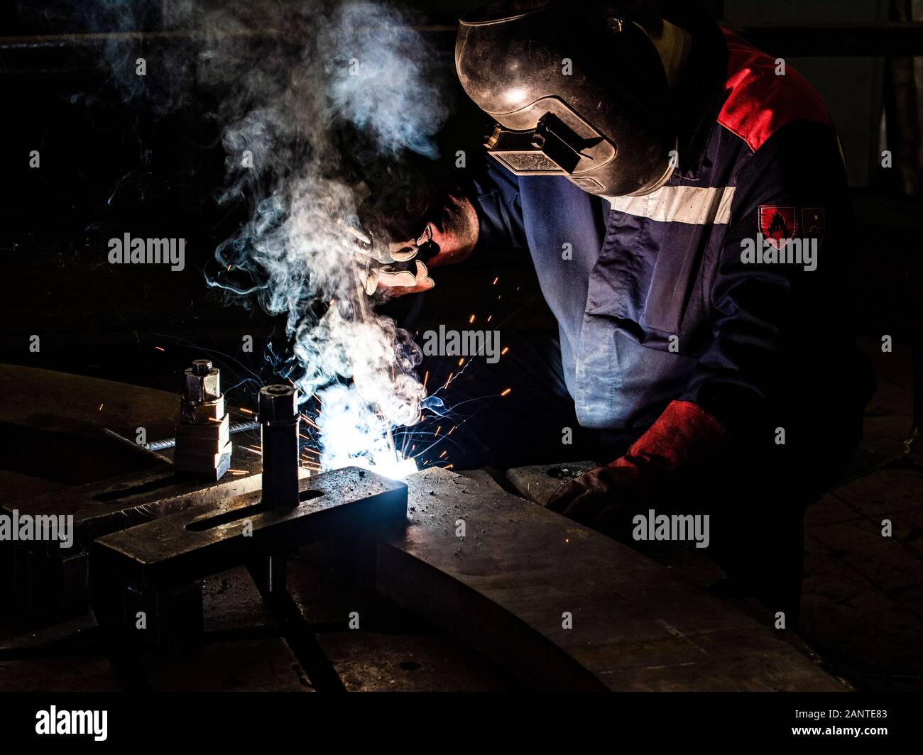 electric arc welding of metal structures at the factory Stock Photo - Alamy