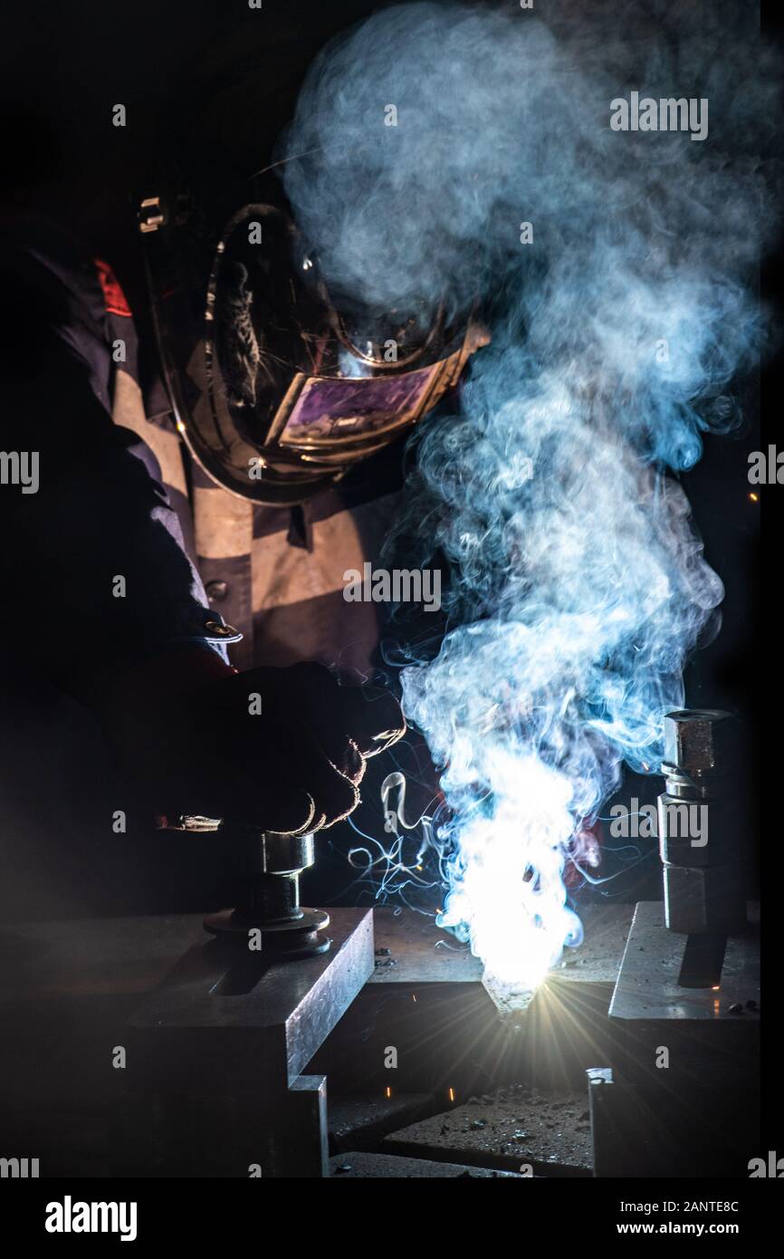 electric arc welding of metal structures at the factory Stock Photo - Alamy