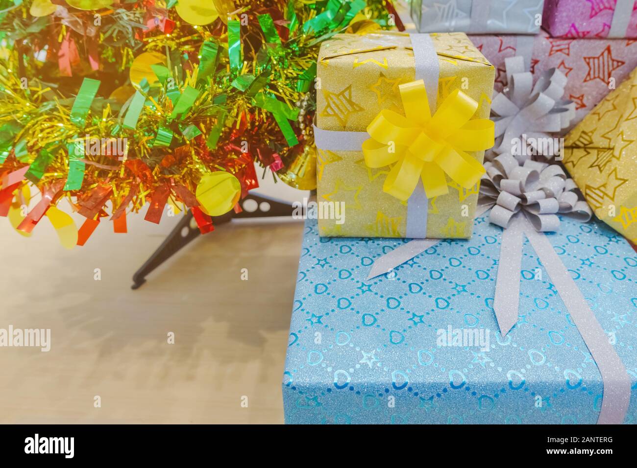 Beautiful various gifts boxes or presents in different size and shape ...