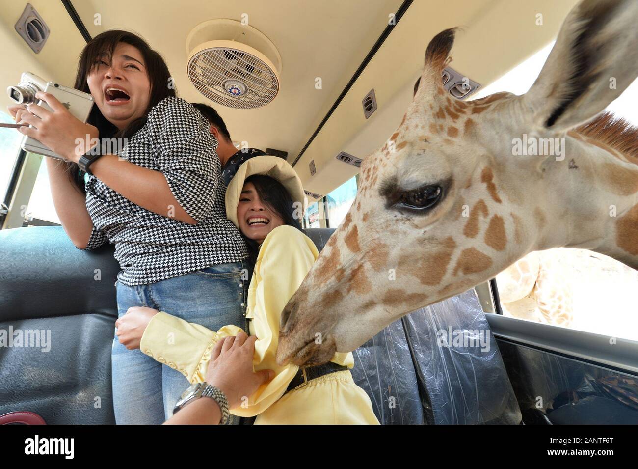 Kanchanaburi, Thailand. 19th Jan, 2020. Visitors are seen with a ...