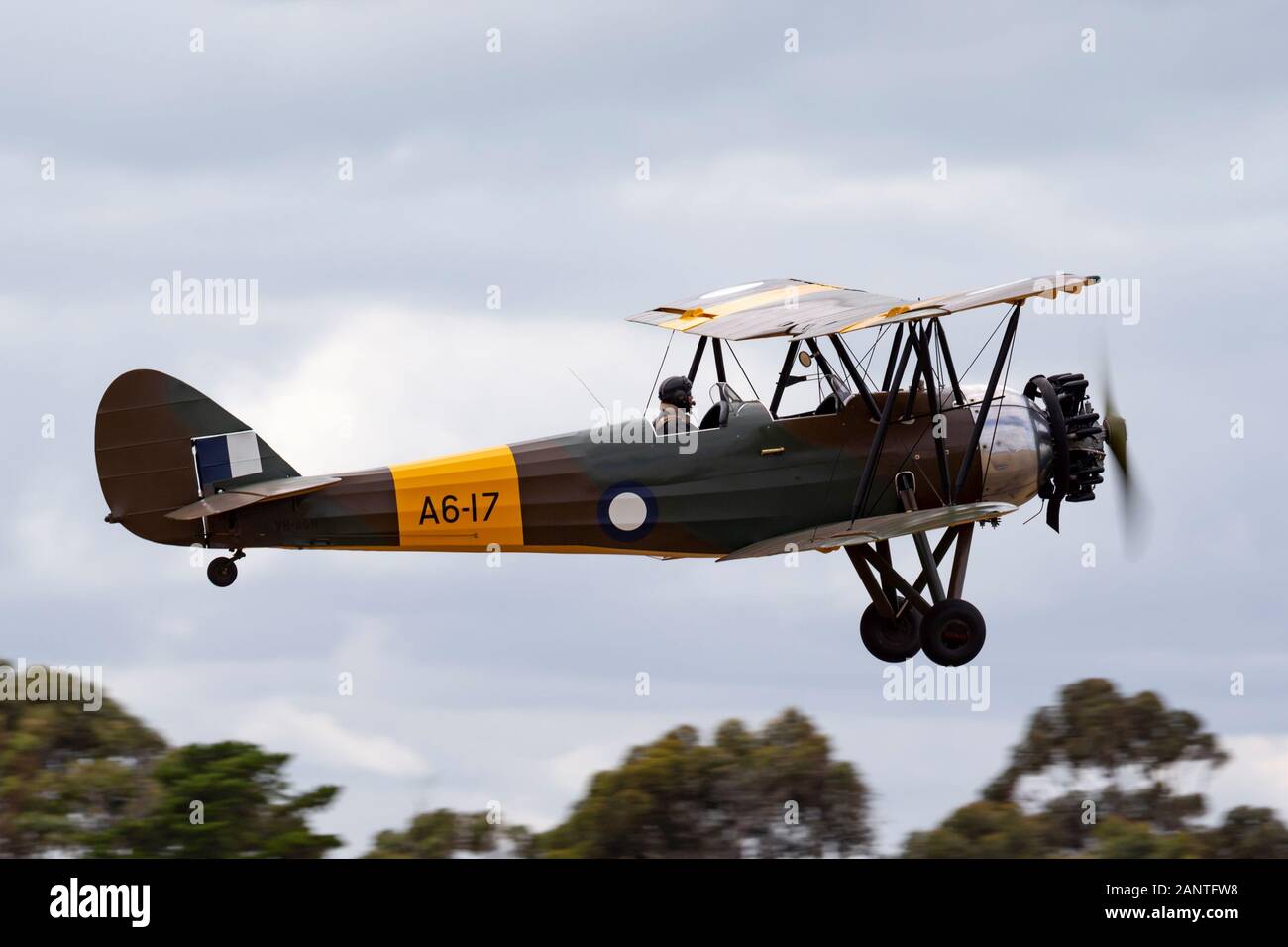 Avro Cadet vintage military biplane used by the Royal Australian Air ...
