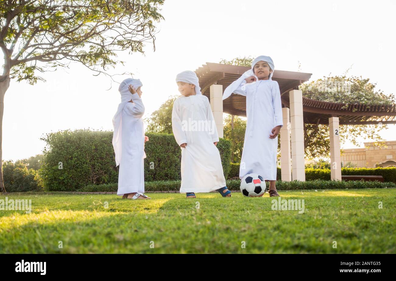 Group of middle-eastern kids playing and having fun outdoors Stock ...