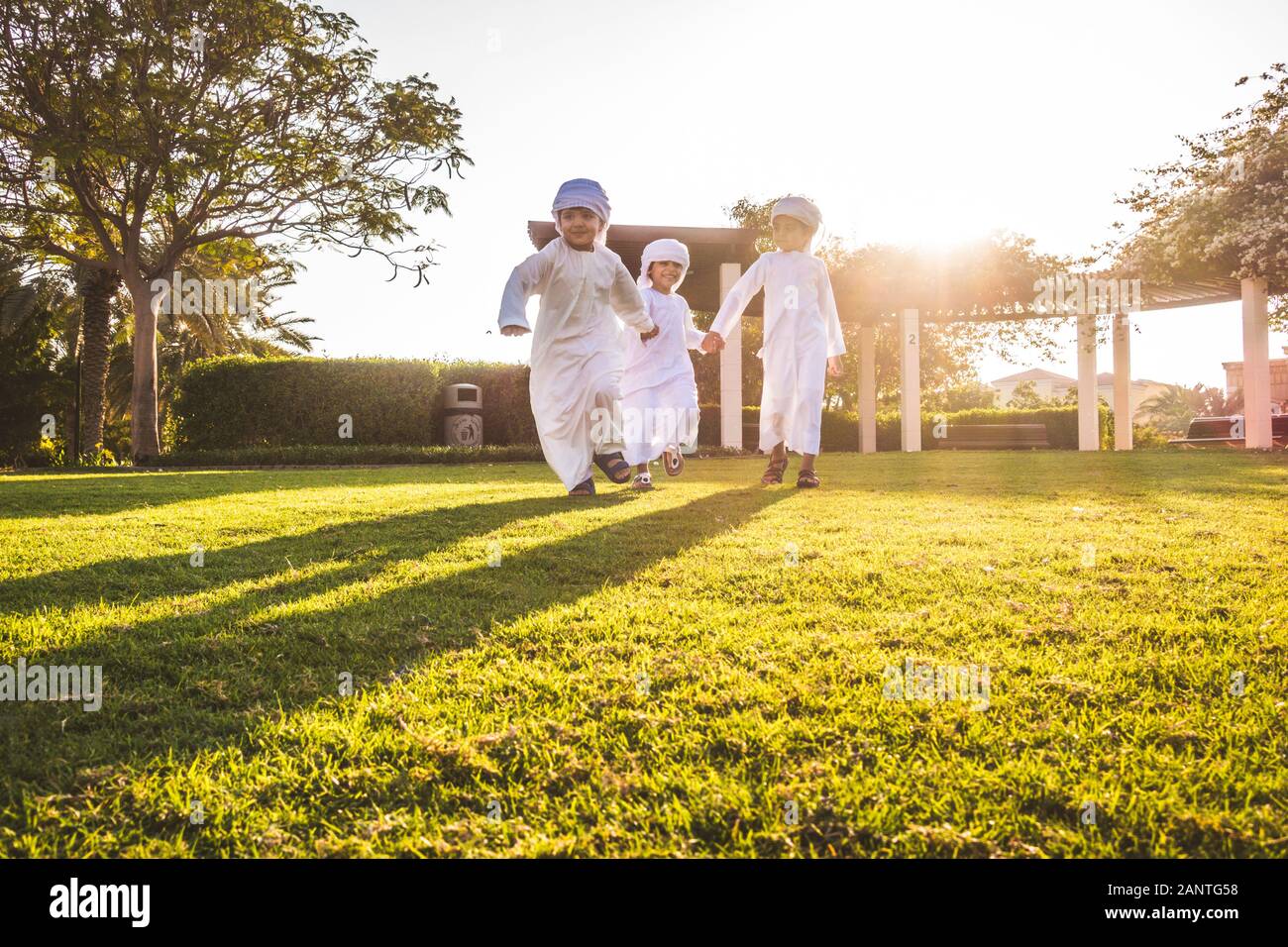 Group of middle-eastern kids playing and having fun outdoors Stock ...