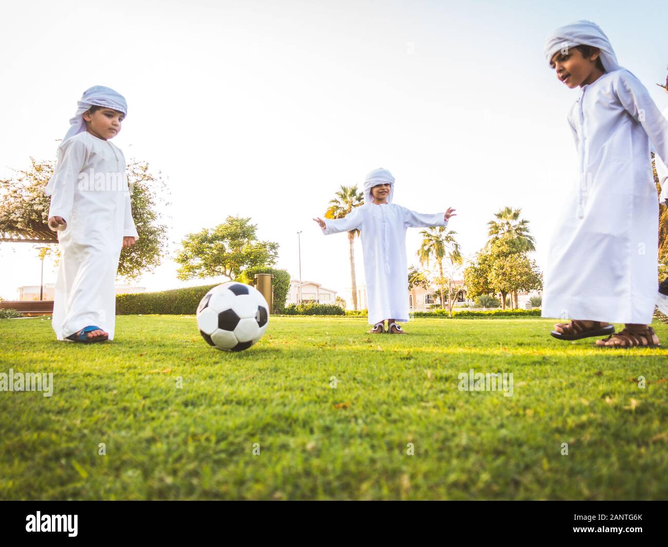 Group of middle-eastern kids playing and having fun outdoors Stock ...