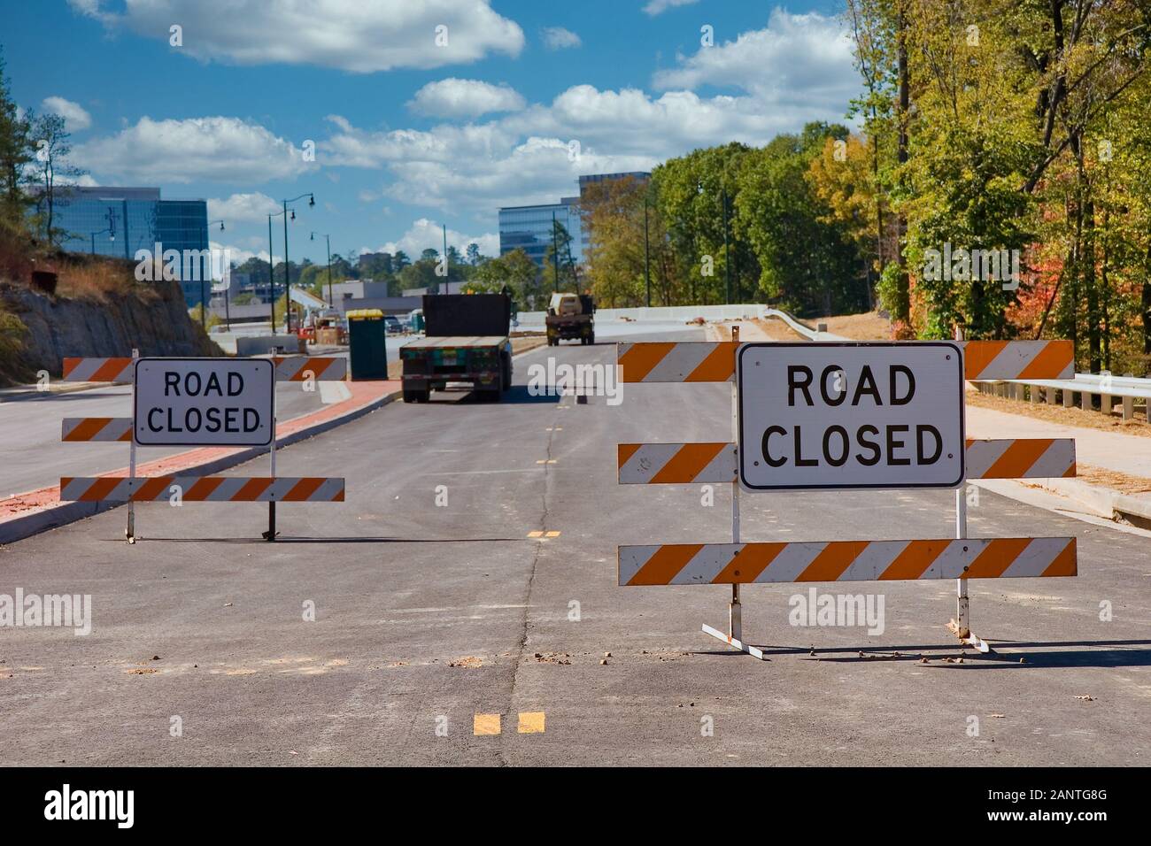A new bridge with road closed signs Stock Photo - Alamy
